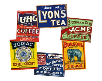 Coffee Can & Java Label Art Stickers Kitchen Gift Set 6 Big - Etsy