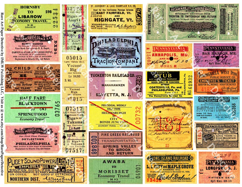 Railroad Ticket Stub Stickers Train Ticket Railway Travel | Etsy