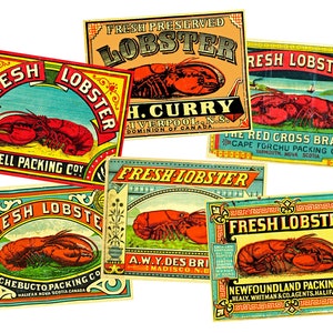 Kitchen Lobster Label Stickers Set 6 Can Labels for Kitchen | Etsy