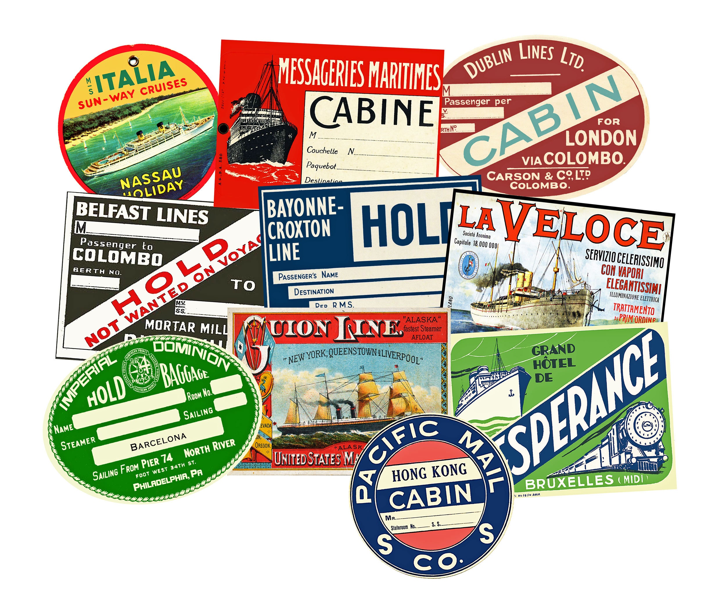 10 Luggage Labels 4 & 3 Wide Stickers Colorful - Etsy UK