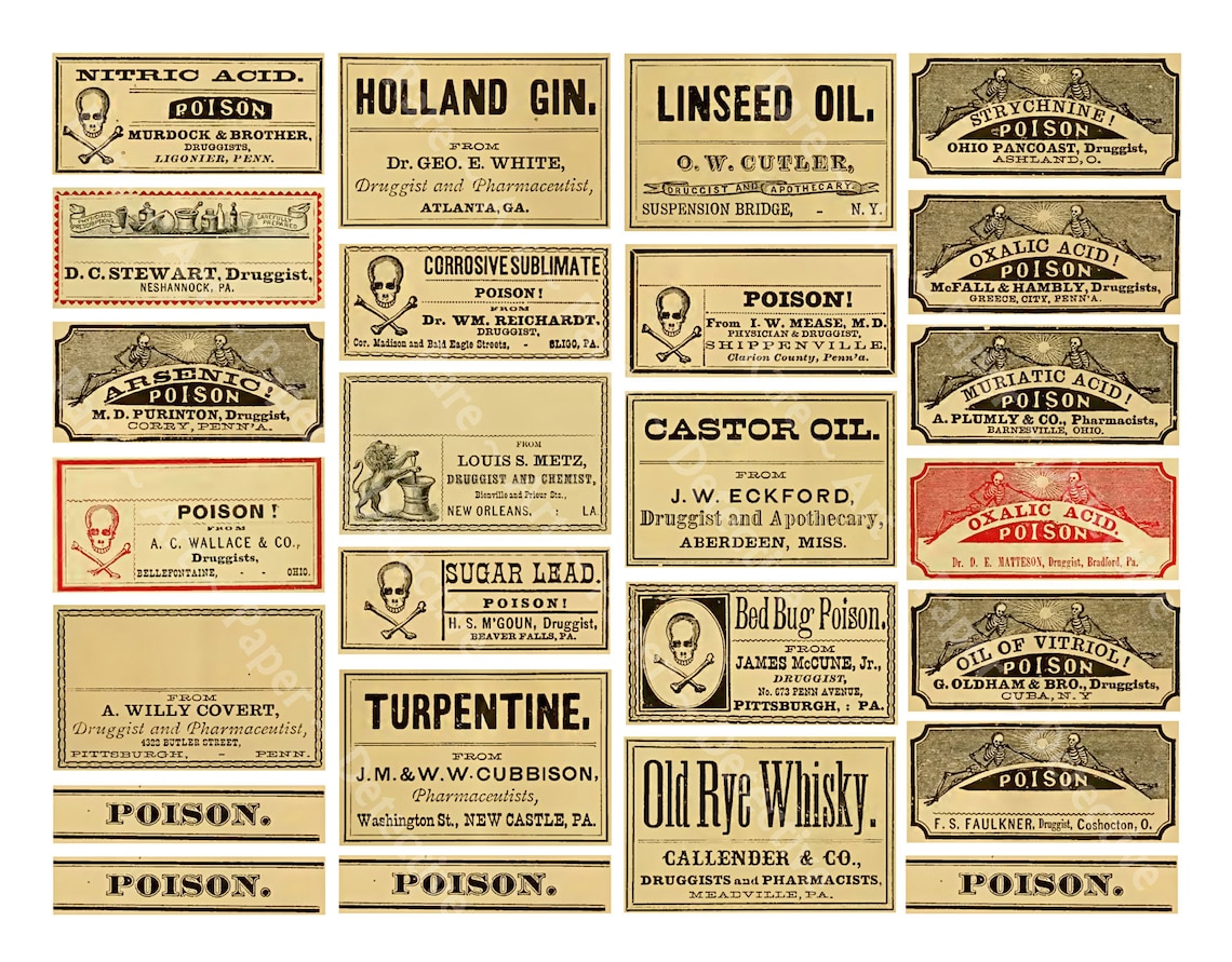 Halloween Potion & Poison Labels 25 Medicine Bottle Stickers - Etsy
