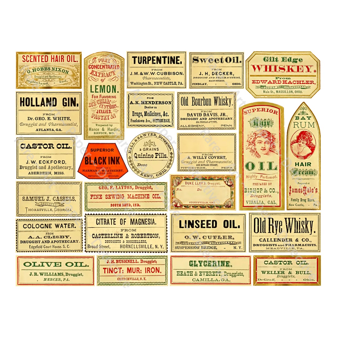 Apothecary Stickers, Pharmacy & Medicine Cabinet Labels, Vintage Drug ...