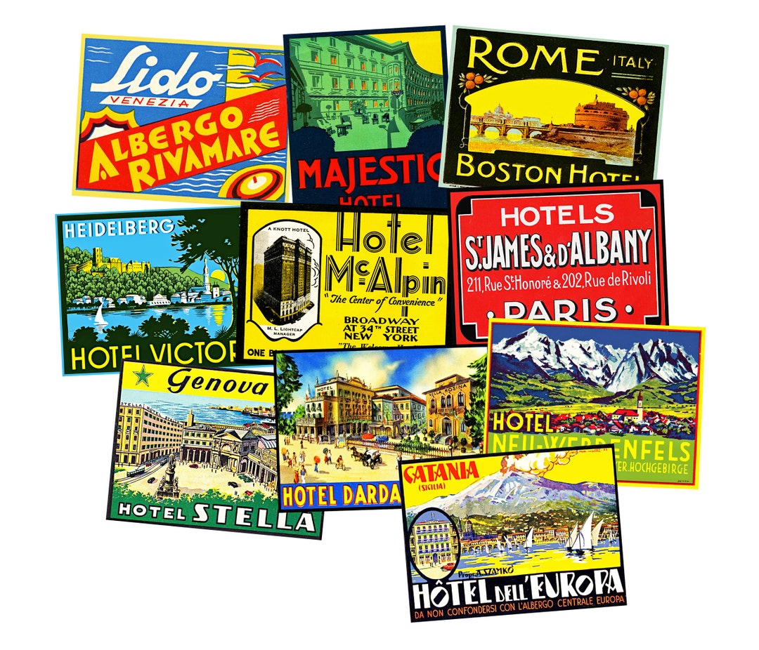 Travel Stickers, Holiday Gift Set, Hotel Luggage Label & Suitcase Decal ...