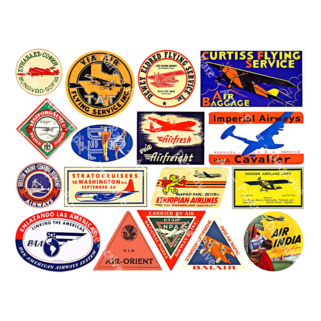 Airline Luggage Labels, Miniature Airplane Sticker Decals, Travel ...