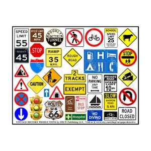 Construction Sign Children's Party, Travel Scrapbook Sticker Sheet of ...