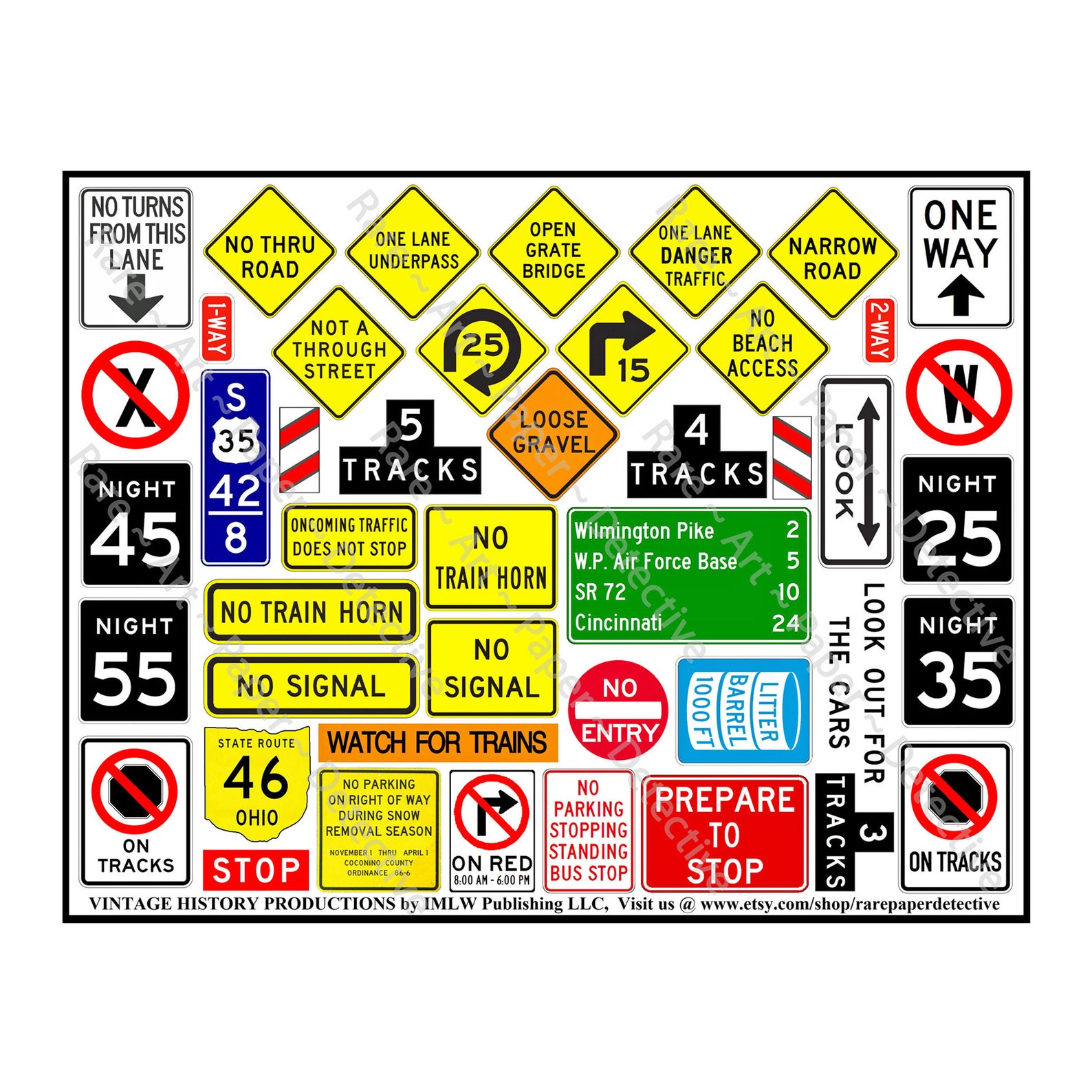 Junk Journal Ephemera of Road Sign Travel Theme Scrapbook Stickers ...