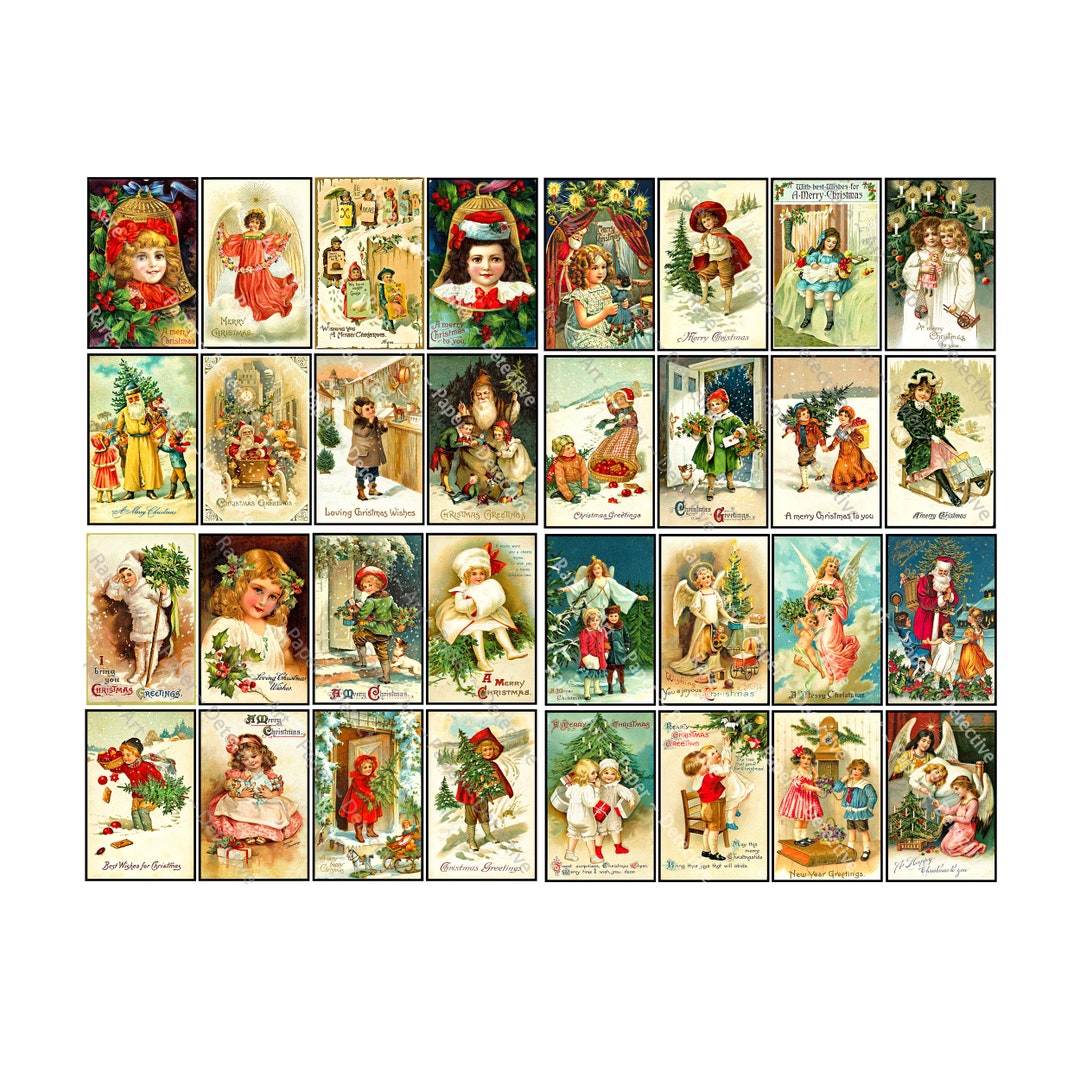 Victorian Christmas Stickers, 32 Vintage Postcard Inspired Holiday ...
