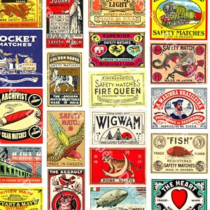 Matchbook Art Paper, Safety Match Labels, STICKER Sheet, Antique ...