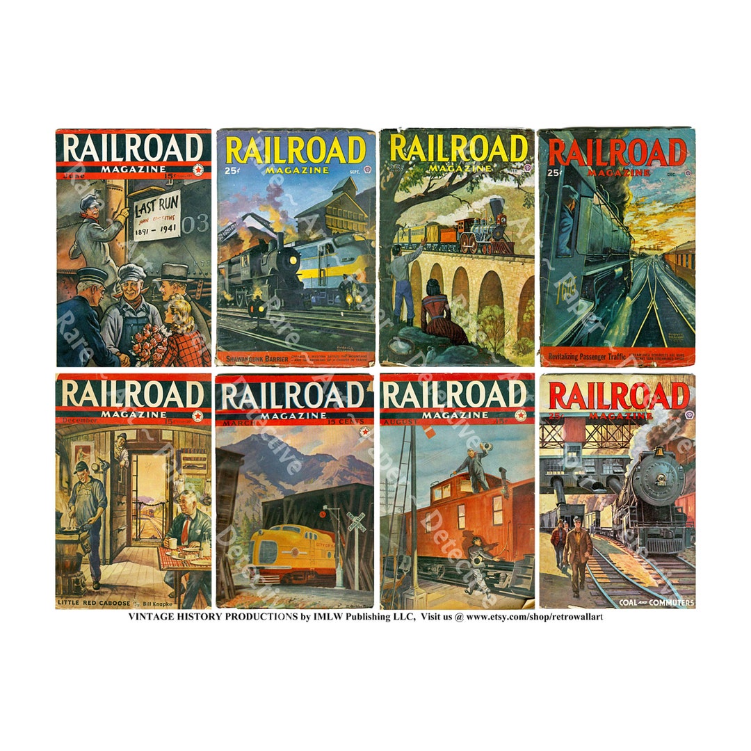 Railroad Magazine, STICKER Sheet, Art Paper, Train Clip Art, Old Train ...