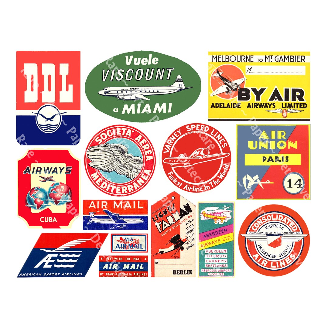 Airline & Airmail Stickers DIY Craft Sheet Featuring Exclusive Golden ...