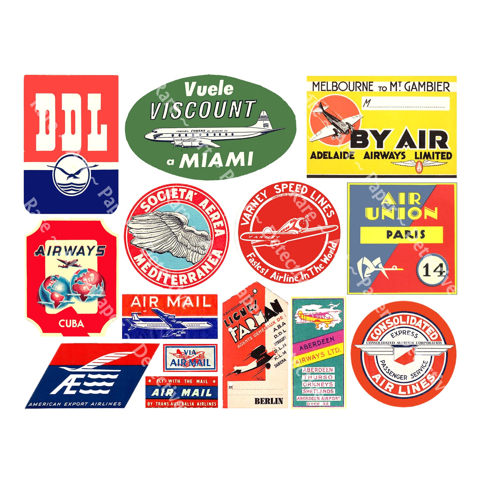 Airline Label Stickers 14 Pcs. Luggage Label & Baggage Tags - Etsy