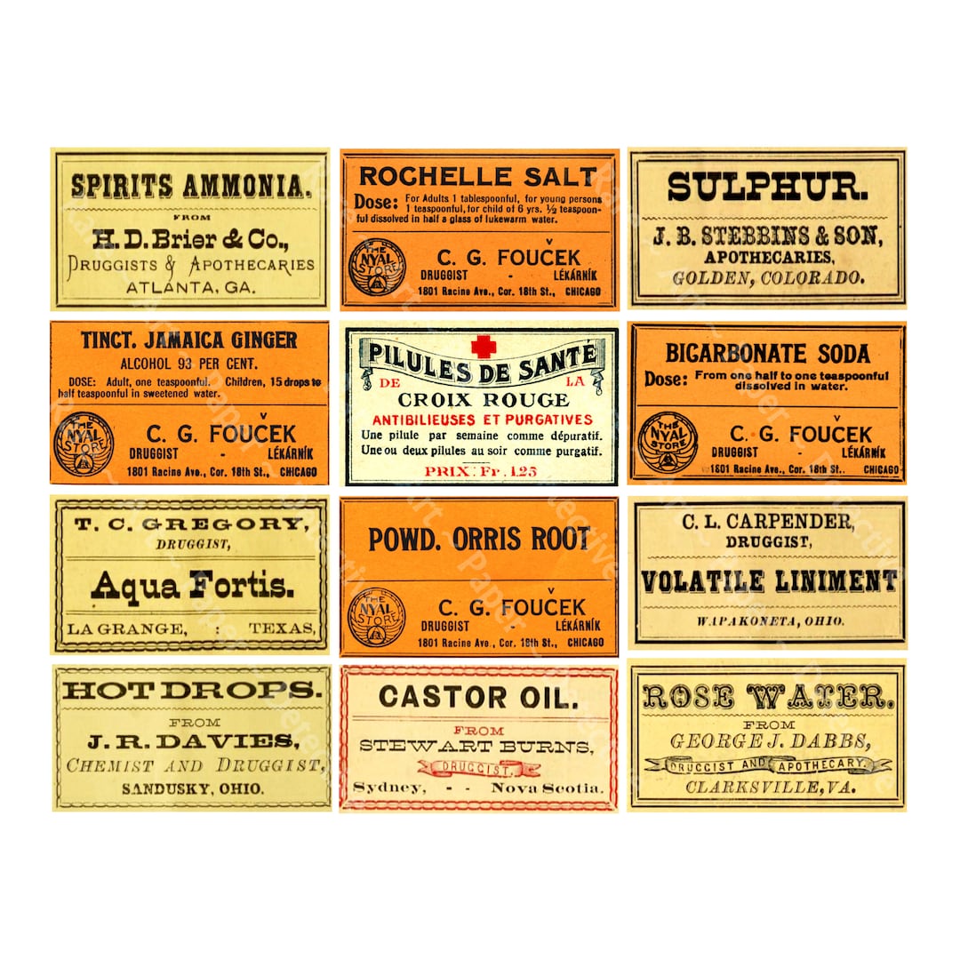Apothecary Label Stickers, Medicine Cabinet, Vintage Pharmacy Labels ...