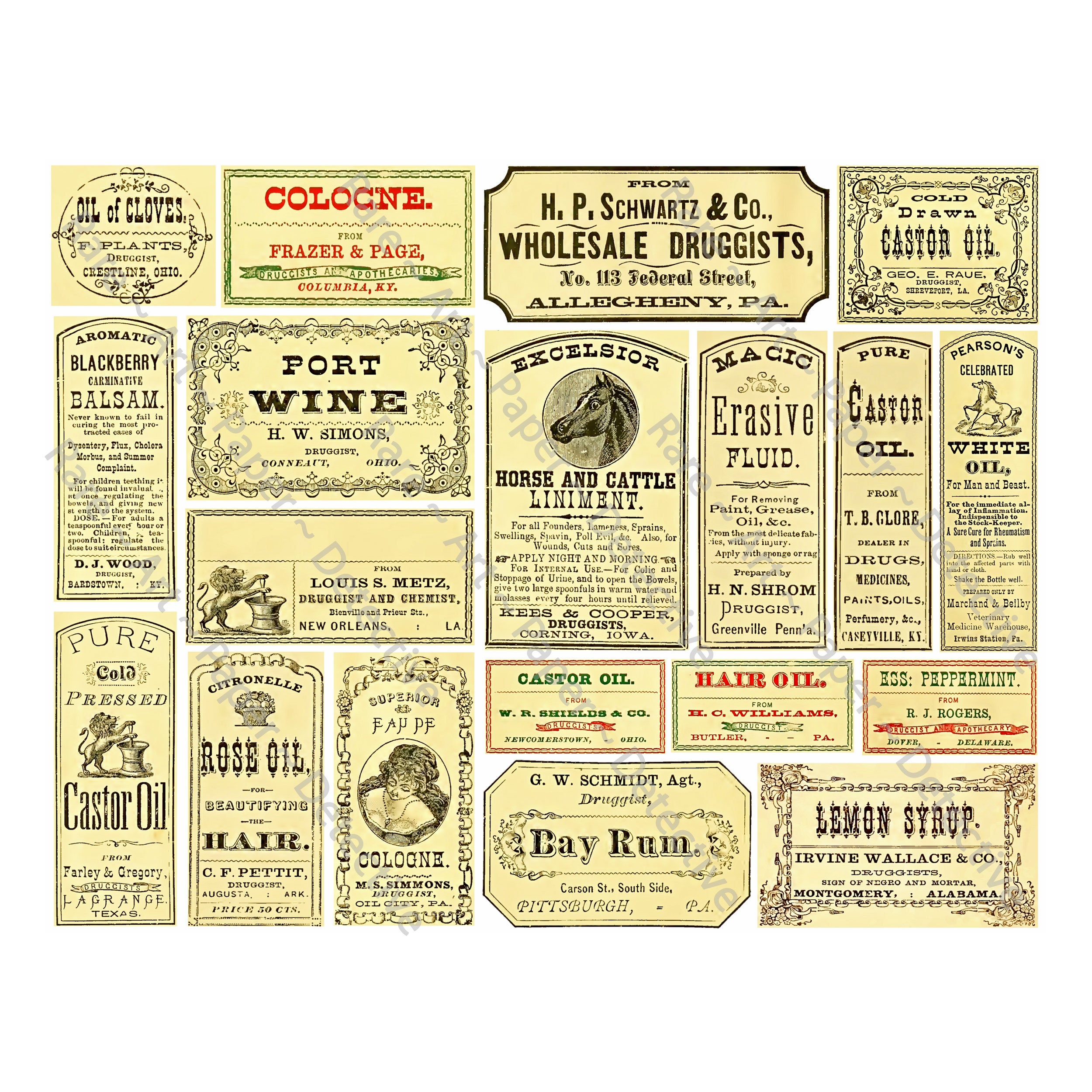 Apothecary Stickers for Bathroom Décor, 78 Pcs Set on 4 Cut & Peel ...