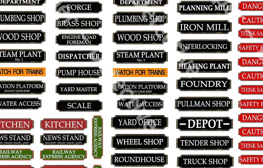 286 Railroad Sign Stickers Factory & Industrial Signage HO Scale Model ...