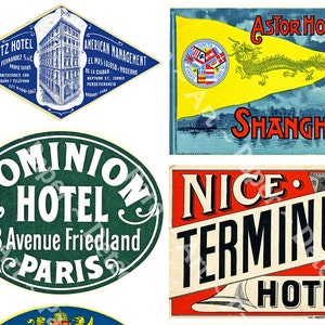 Luggage STICKERS, Hotel Luggage Labels & Baggage Tags, 9 Colorful ...