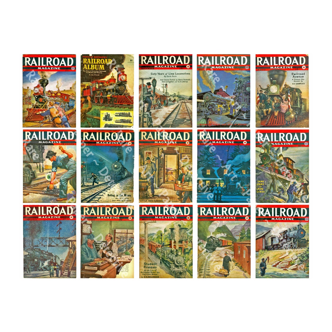 Railroad Illustration Tags for Your Train Room, Gift Seals & Tags or ...