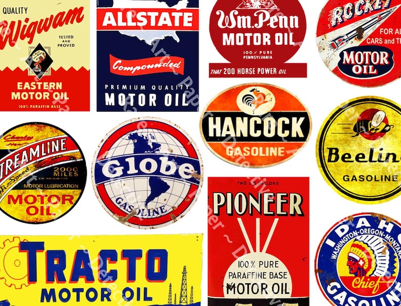 Oil Can Label Signs - Printed Garage Clip Art, Automobile Motor Oil ...