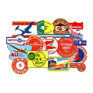 16 Airplane Stickers, Travel Journal Art Decals, Airplane Scrapbook ...