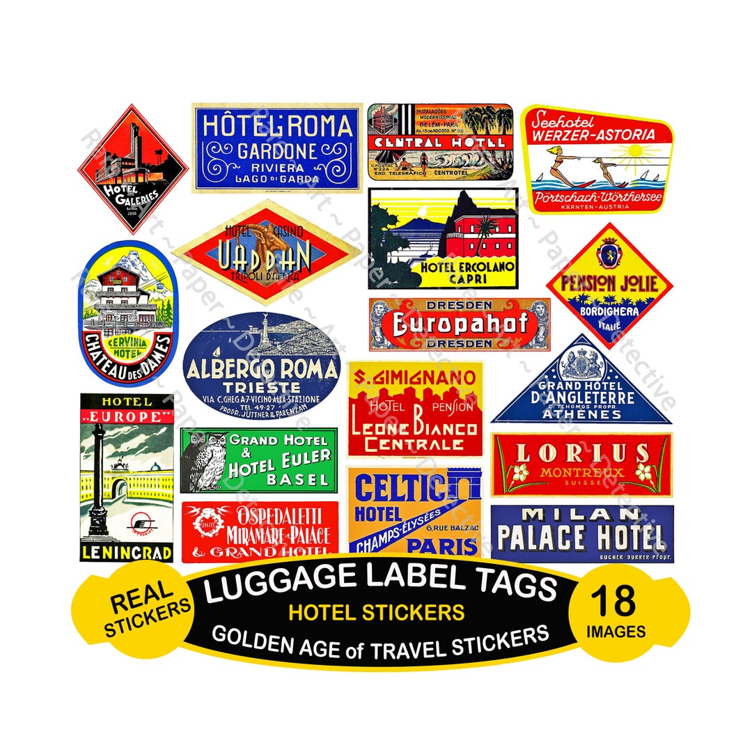 Hotel Luggage Labels, Sticker Sheet, Fun Shape & Sizes Collection ...