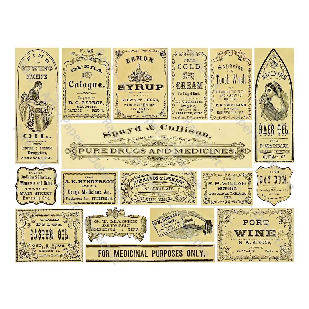 Apothecary Stickers, Pharmacy & Medicine Cabinet Labels, Vintage Drug ...