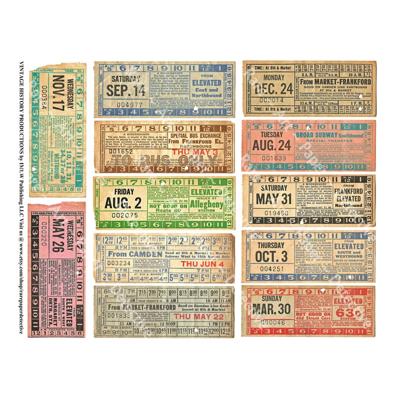 Ticket Stubs Bus Exchange Tickets Philadelphia - Etsy