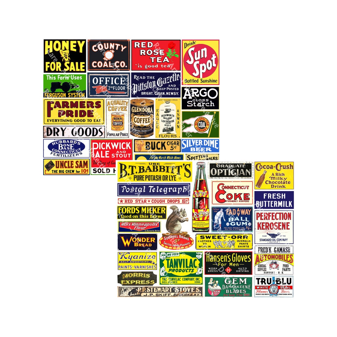 Dollhouse Signs, Miniature Vintage Advertising, Large Scale Model ...