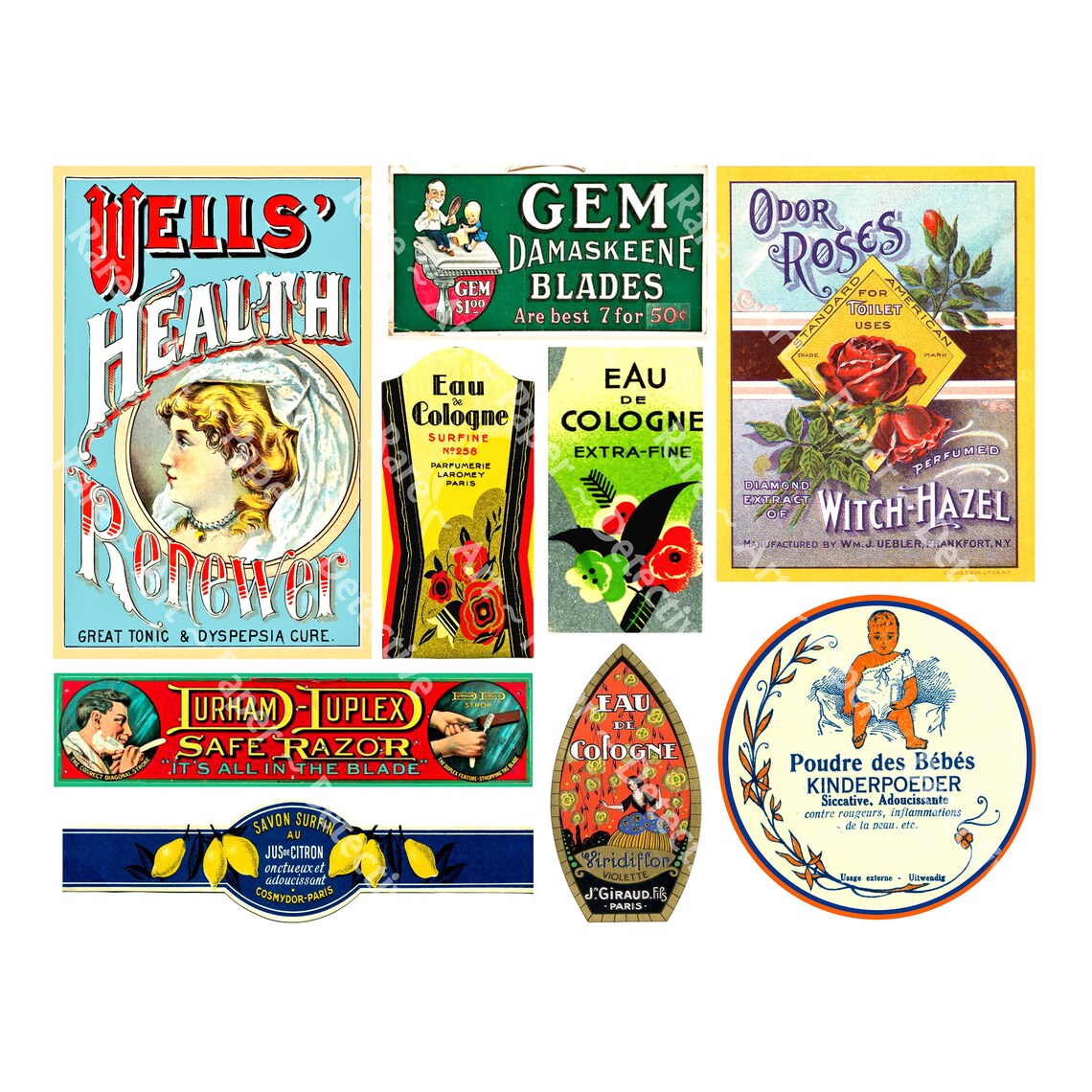 Bath, Beauty & Health Label Stickers, Medicine Cabinet, Vintage ...