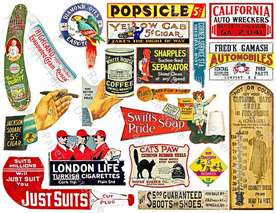 General Store Sign Stickers Advertising Sign Illustrations | Etsy