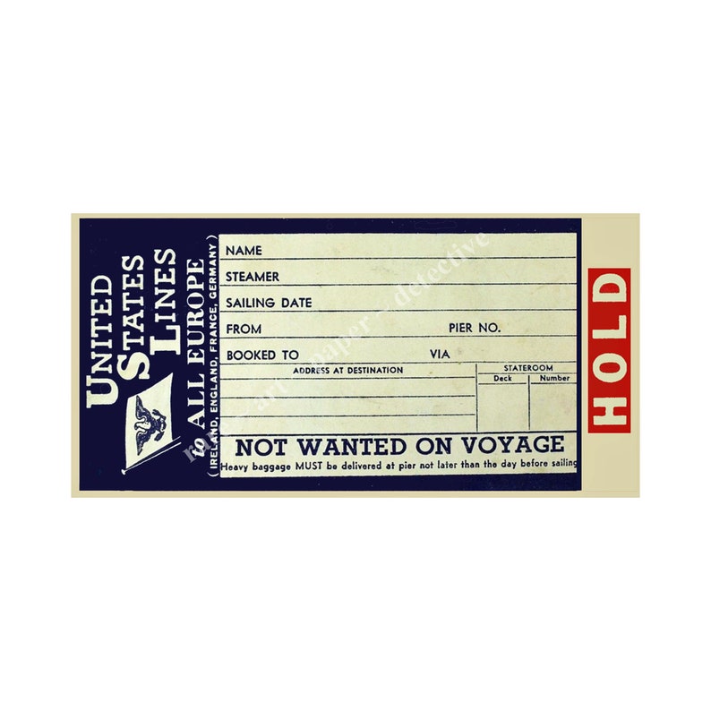 Luggage Stickers, Steamship Travel Labels, United States Line Set of 5 ...