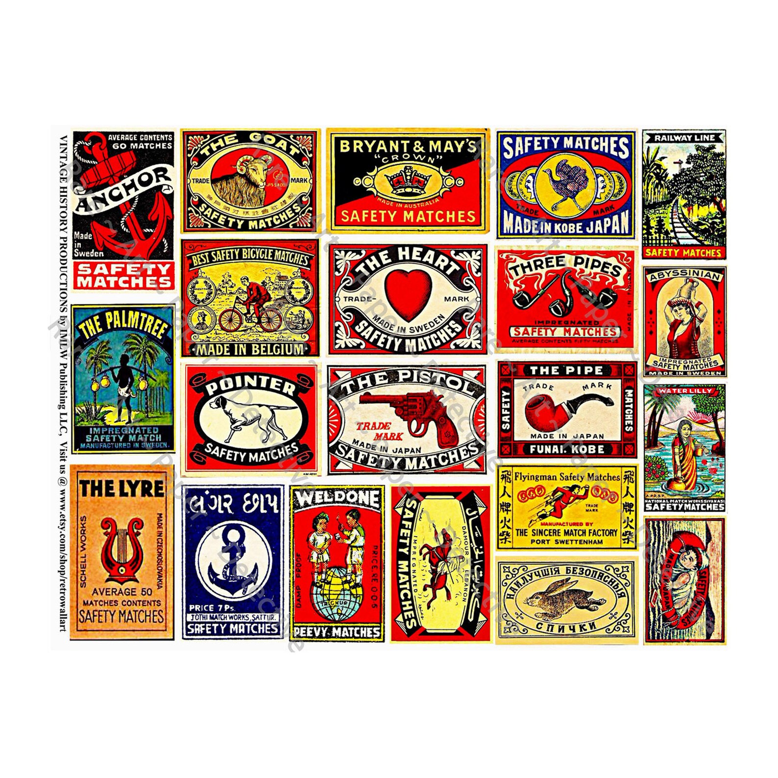 Matchbook Art Sticker Sheet Match Box Cover Matchbox Art - Etsy