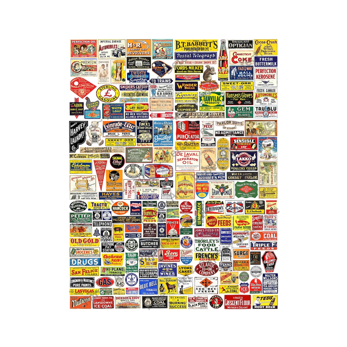 Model Railroad & Diorama Signs, CUT and PEEL Sticker Sheet, 190 Multi ...