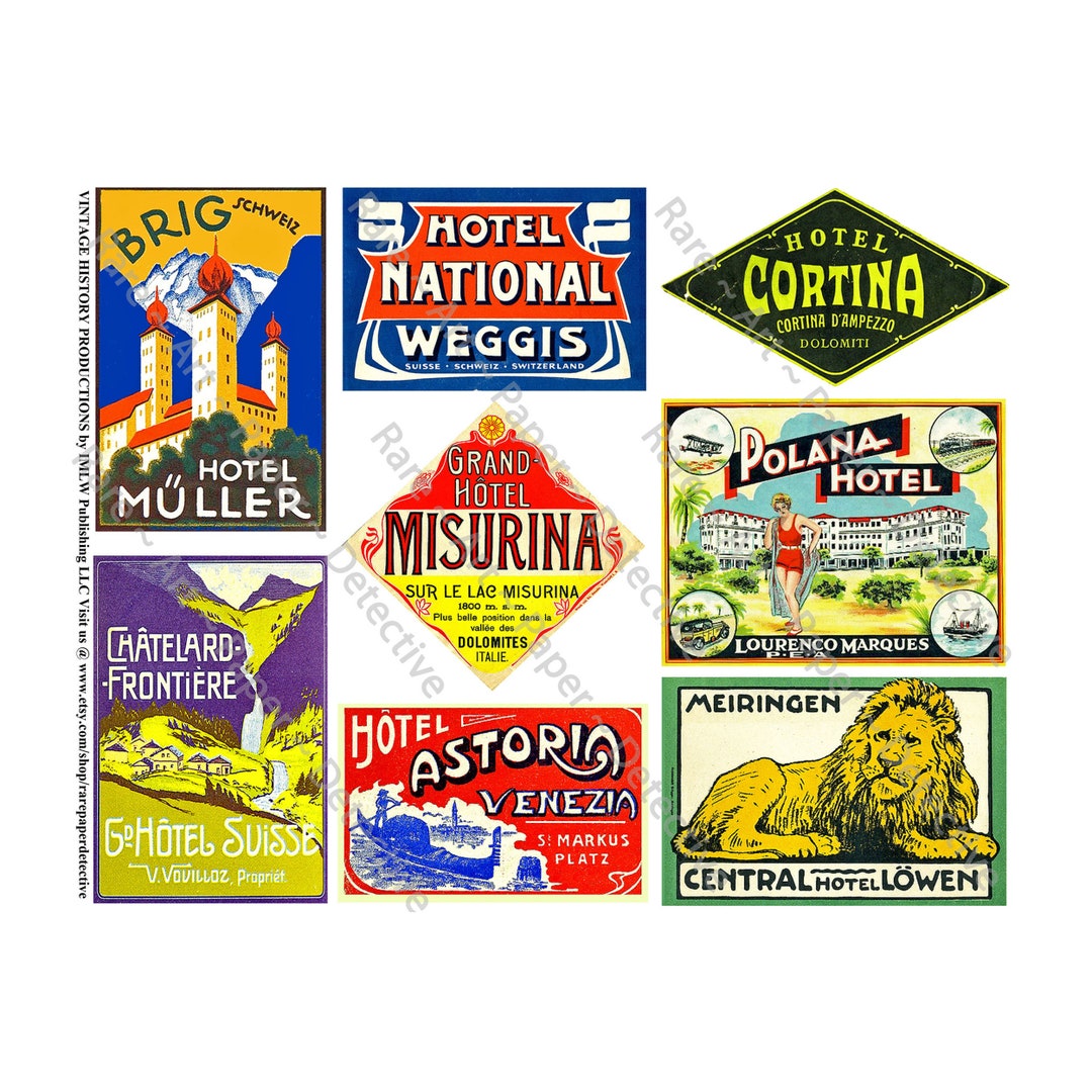 Travel Luggage Labels, Hotel Label Art Paper, Printed Sheet, Retro ...