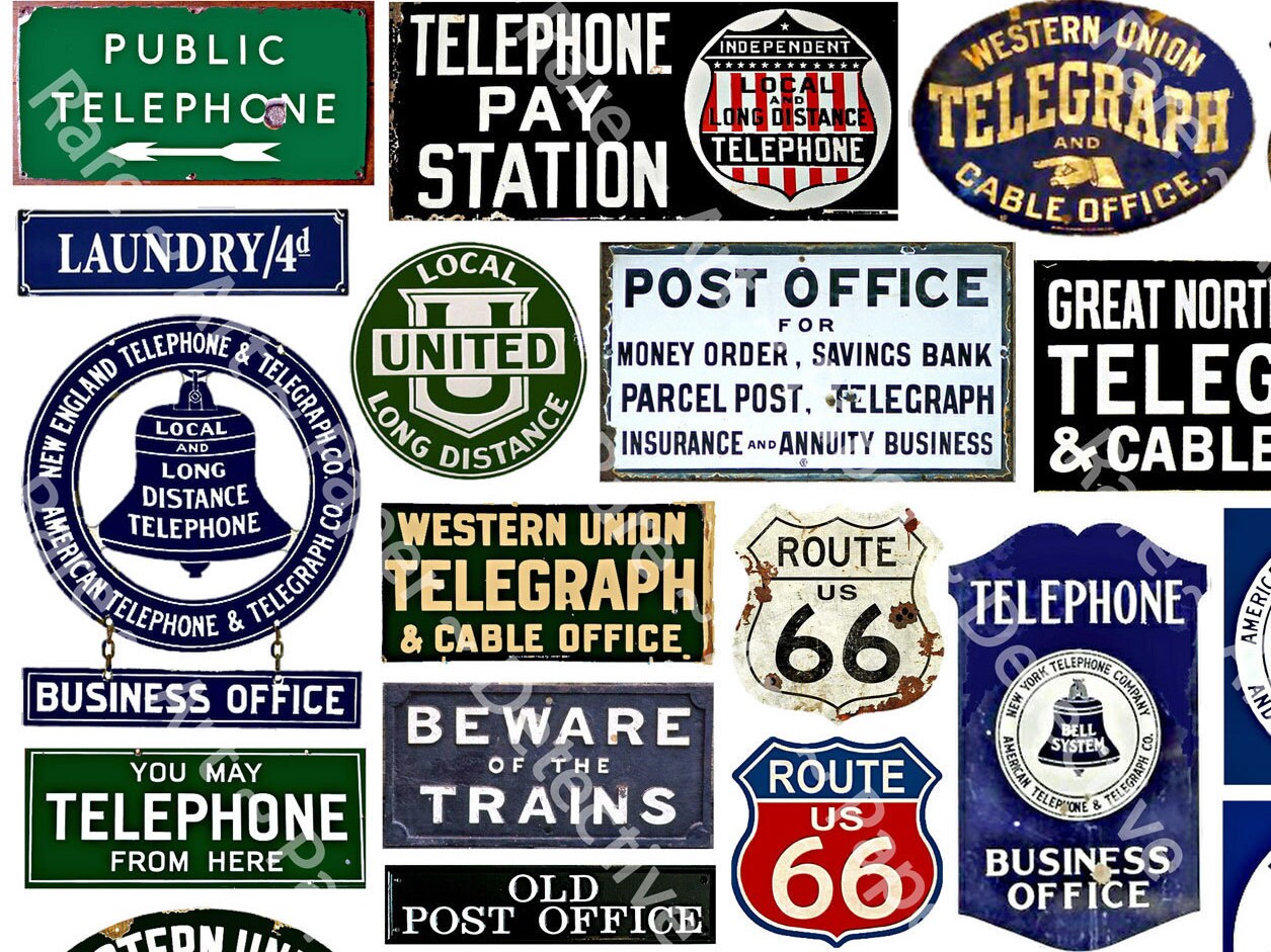 Travel Stickers of Telegram Telephone & Route 66 Signs for | Etsy