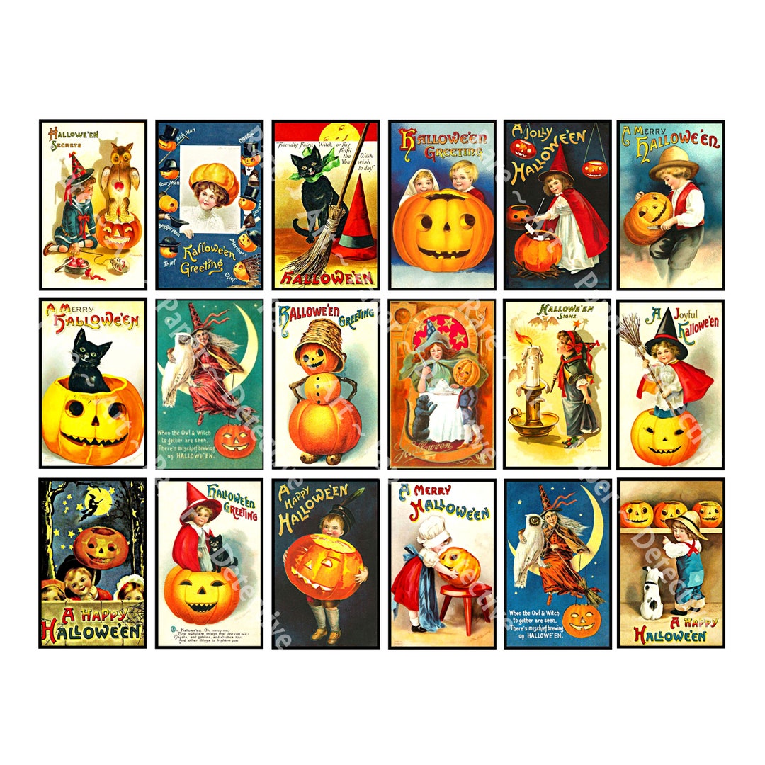Halloween Stickers, 18 REAL STICKERS, Vintage Halloween Décor, Pumpkin ...