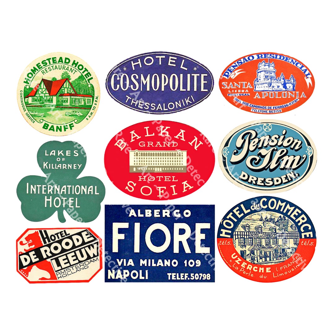 Travel Label Sticker Collage Art Tags Hotel Luggage Labels - Etsy