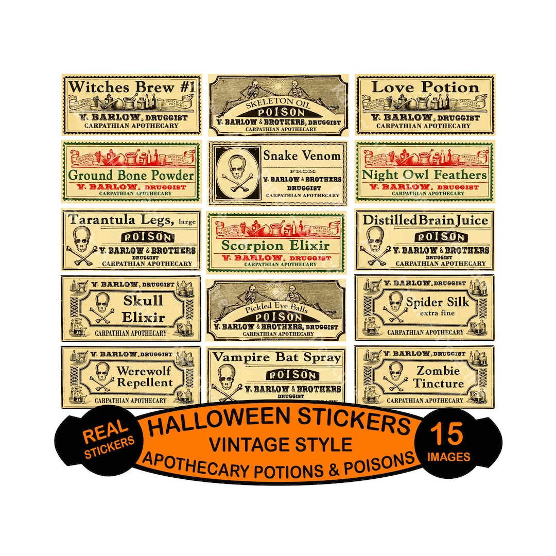Halloween Potion Stickers, Monster Apothecary Labels, Halloween Party ...