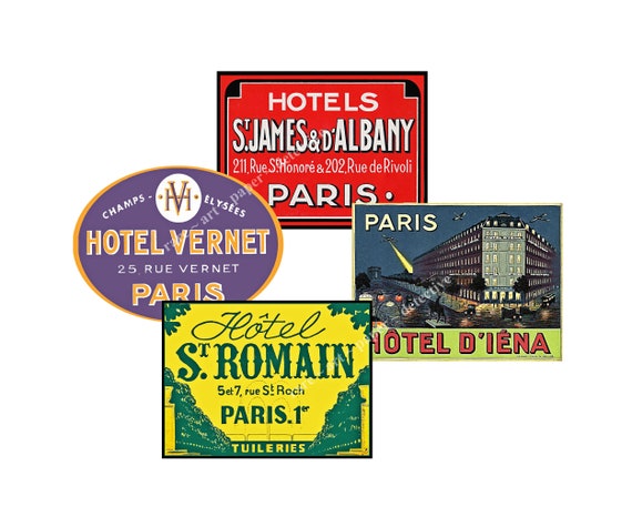 Stickers Luggage Paris Travel Labels Golden Age of Travel 4 | Etsy