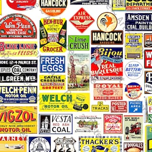 Model Railroad Signs, Sticker Sheet, 50 Coal, Oil, Farm and Advertising ...