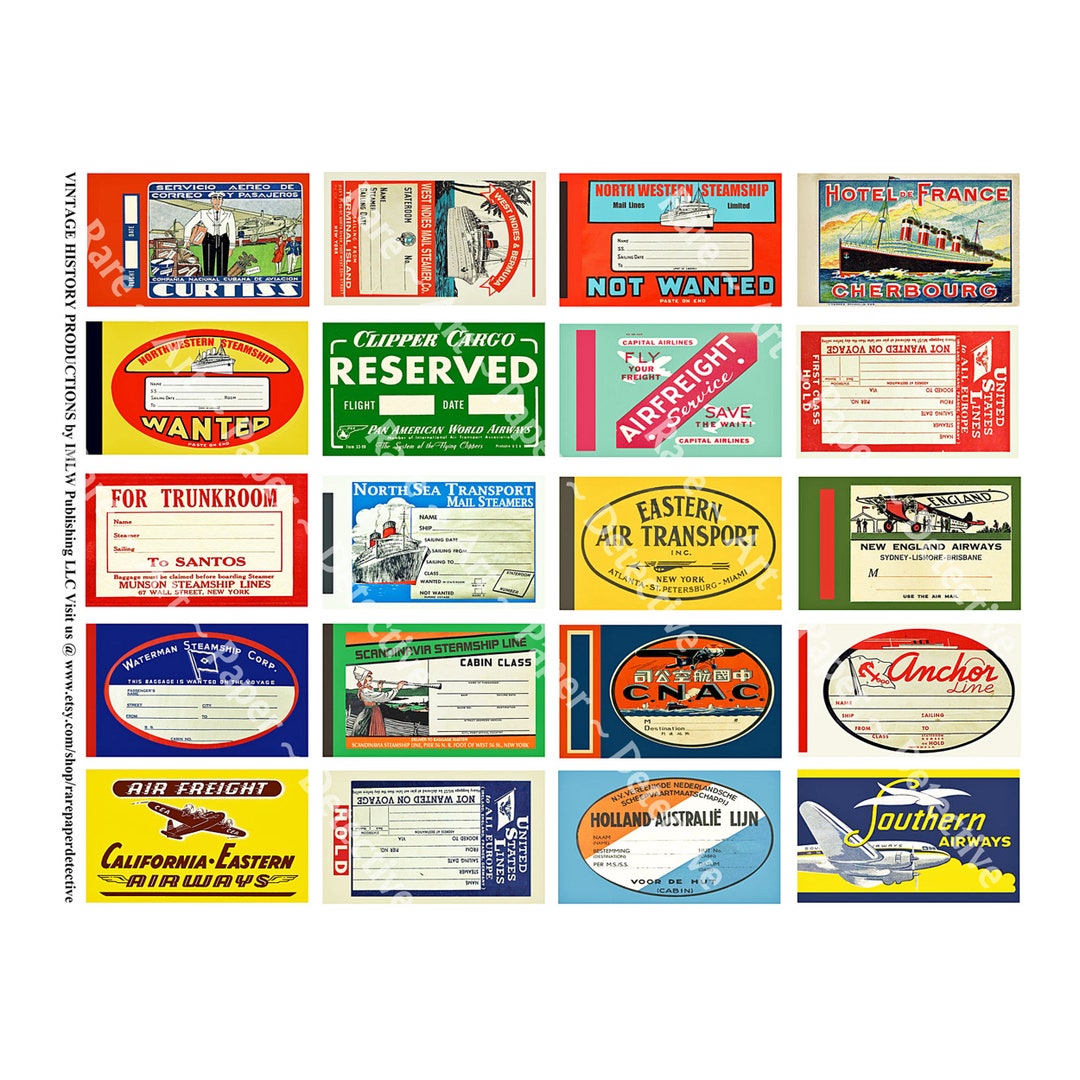 Luggage Stickers, Mini Suitcase & Baggage Decals, Travel Trunk, 20 ...