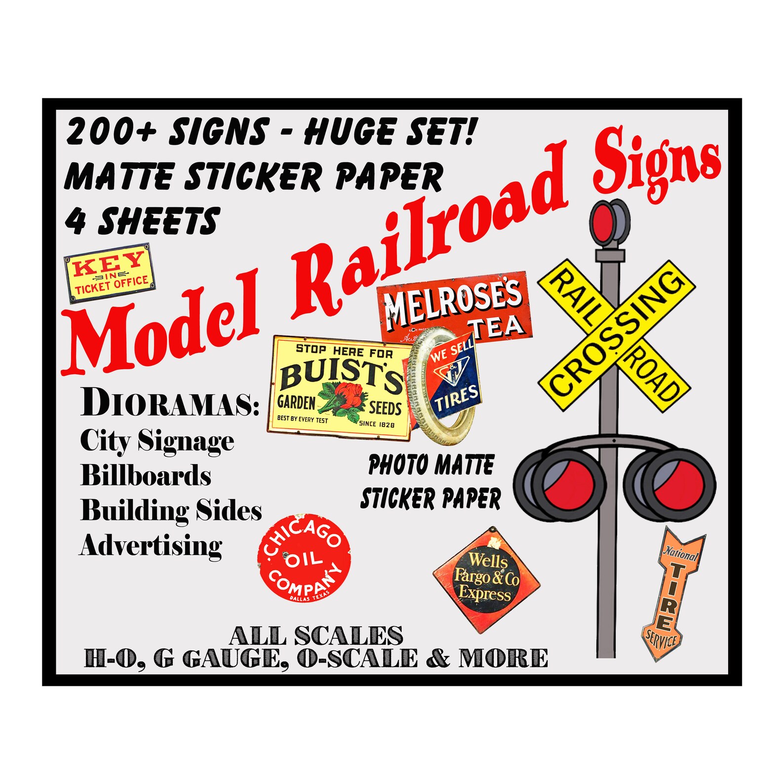 Model Signs for Trains & Dollhouses 4 STICKER SHEETS 200 - Etsy