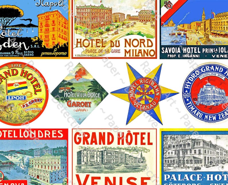 Hotel Luggage Labels, STICKER Sheet, Baggage Label, Travel Trunk ...