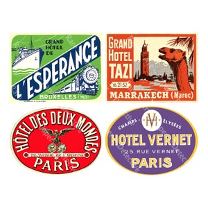 Travel Hotel Stickers, 4 JUMBO Sized Baggage Tags on a DIY Sticker ...