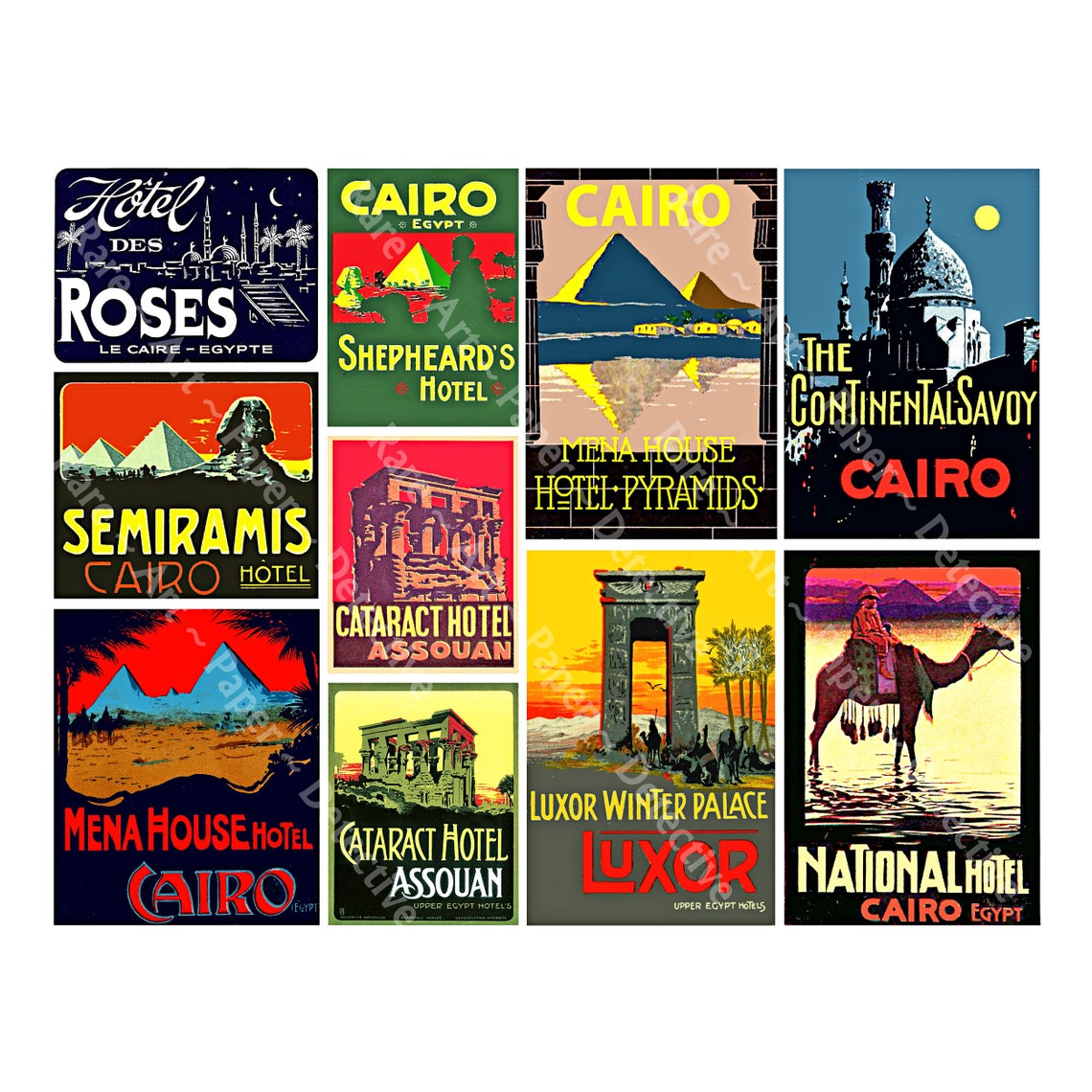 Hotel Luggage Labels Sticker Sheet Baggage Labels Vintage - Etsy
