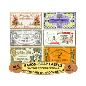 French Savon Bath Soap, STICKER Sheet, 6 Antique French Soap Labels ...