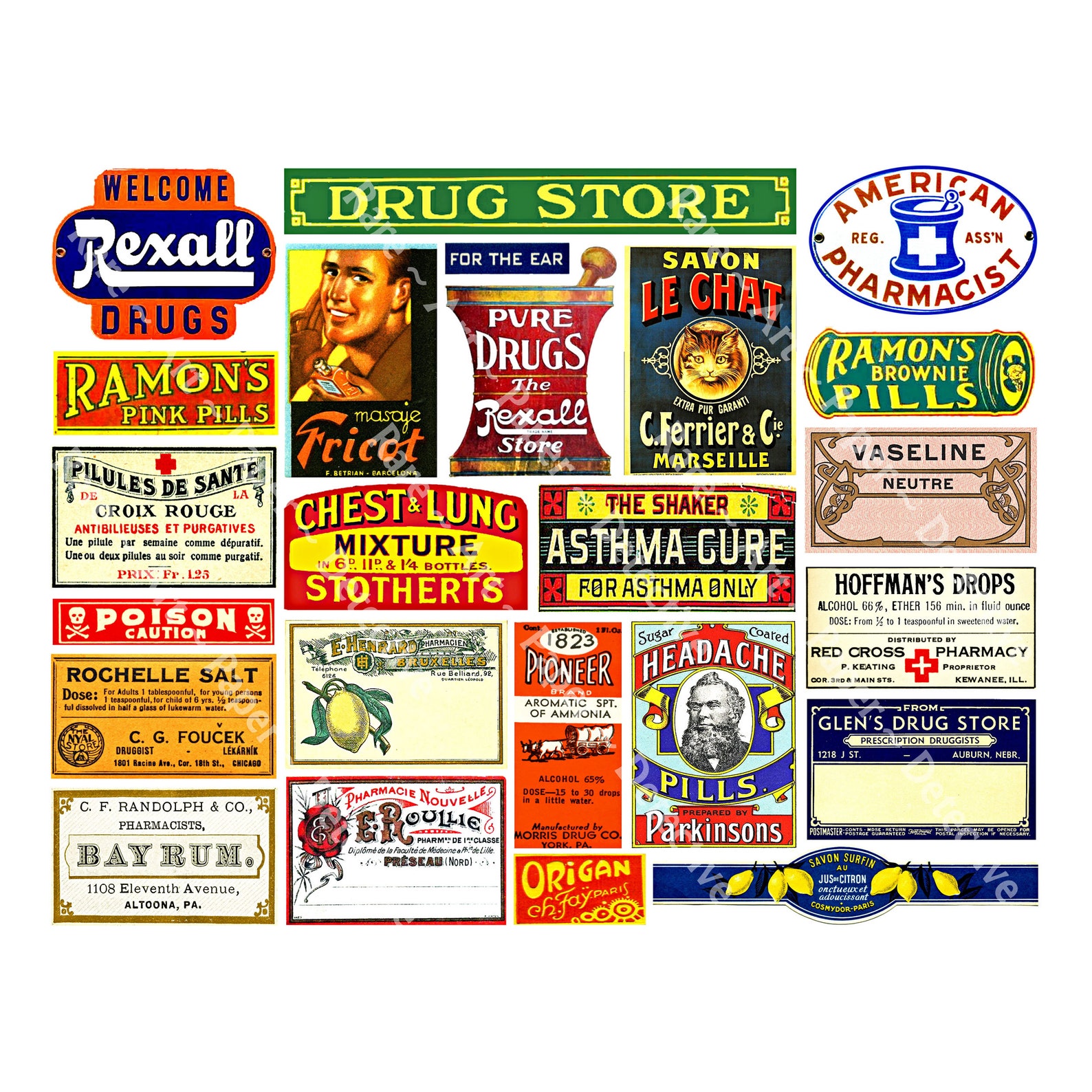 Colorful Medicine Cabinet Label Stickers, 90 Pcs Set on 4 Cut & Peel ...