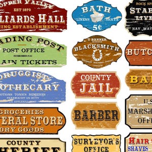 39 Frontier Town Sign Stickers for Old West Miniatures Model Train ...