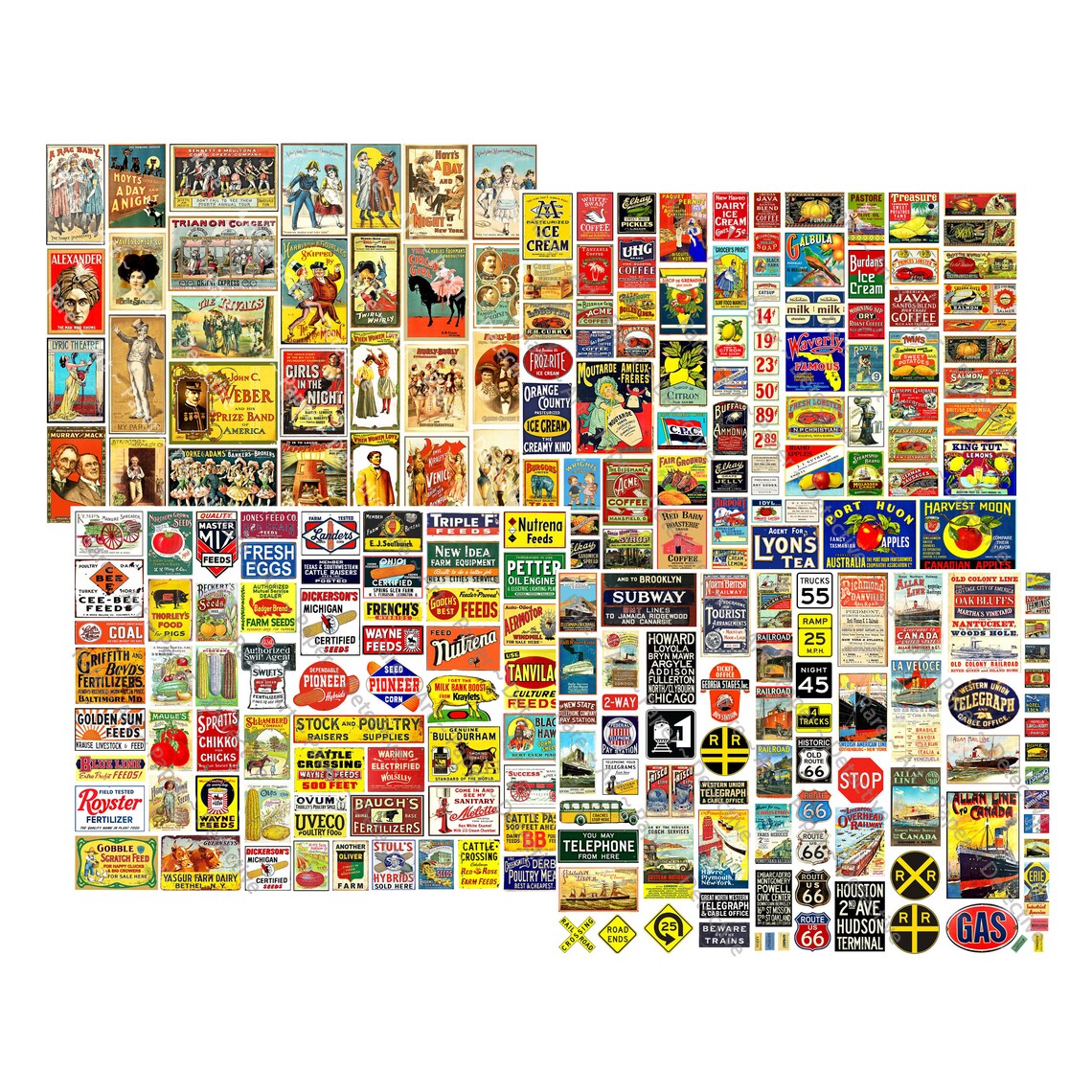 Huge Set of Dollhouse Miniature Signs & Advertising 240 Multi - Etsy