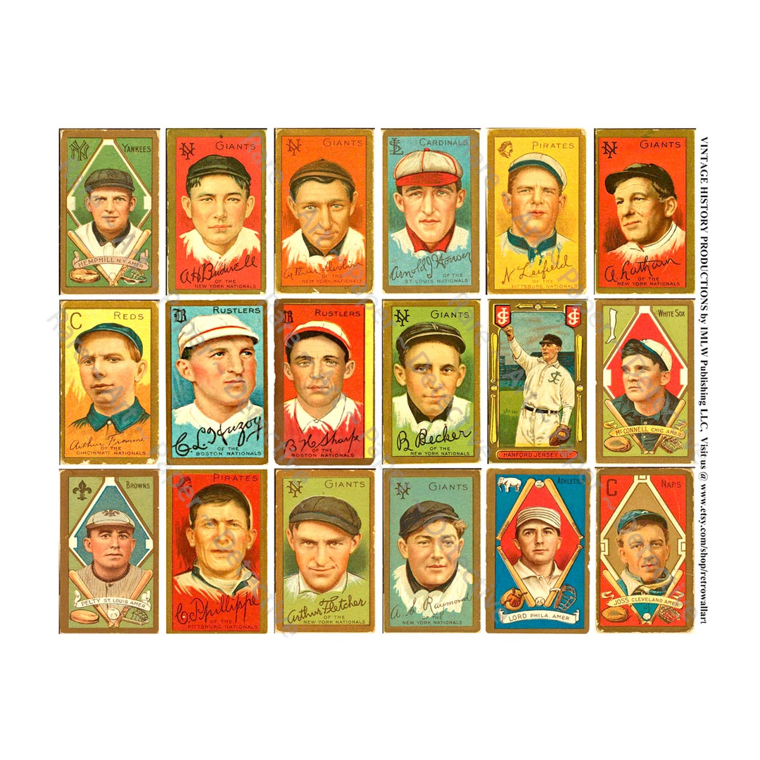 Baseball Card Tags, Antique Reproductions, Printed Sheet, Vintage ...