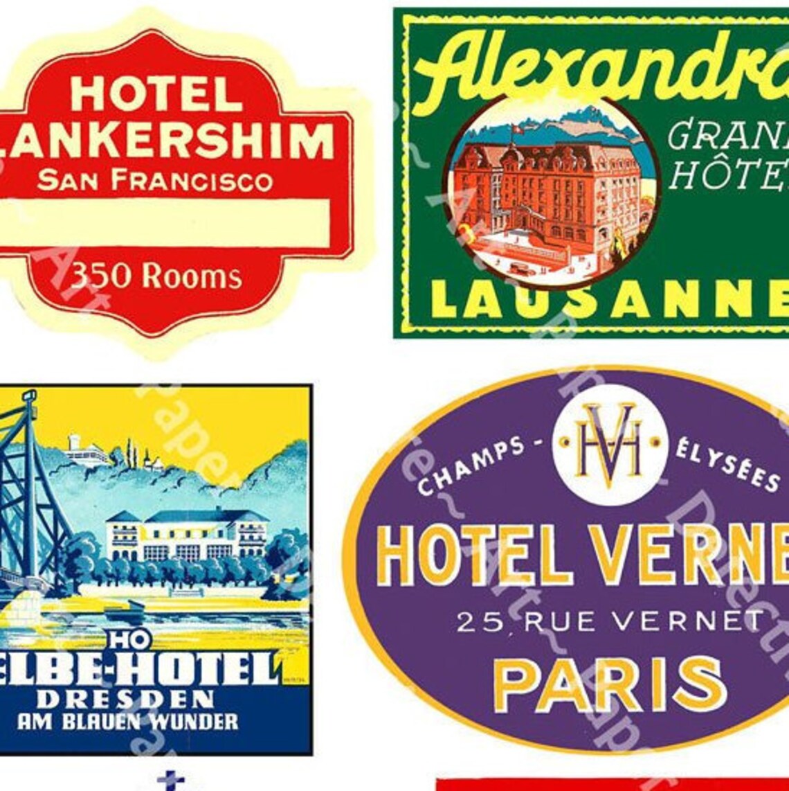 Steamer Trunk Stickers 9 Luggage Labels Baggage Tags Great | Etsy