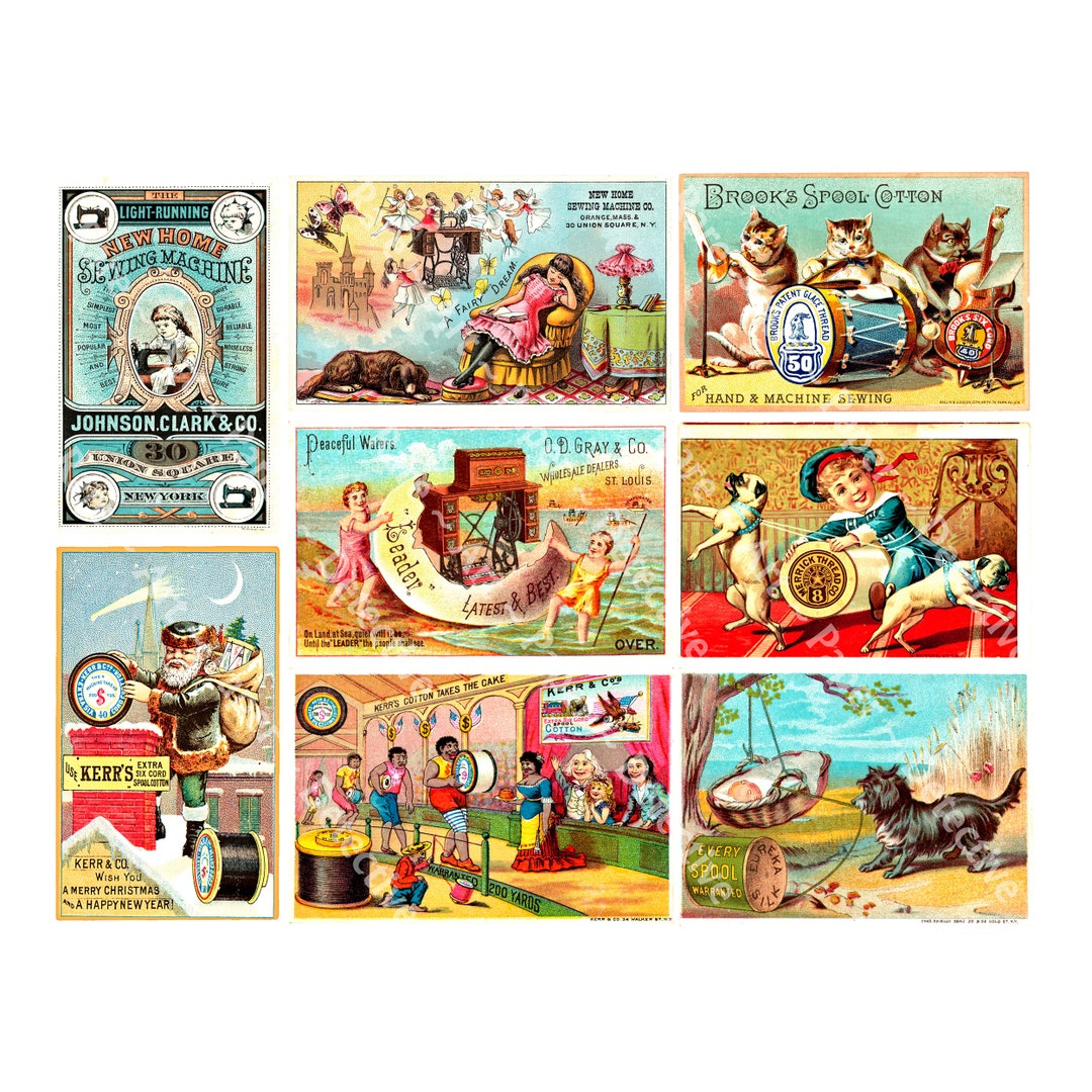 Sewing Labels & Victorian Trade Card Stickers, Sewing Gifts, 8 Studio ...